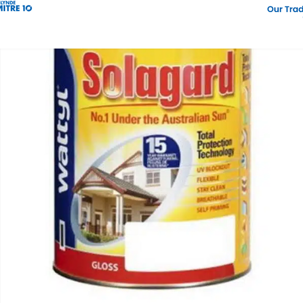 PAINT - WATTYL SOLAGARD GLOSS WHITE - 1 LITRE - MID BASE - WATTYL - 25 ...