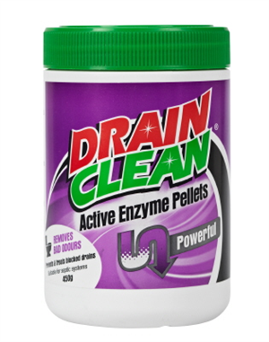 DRAIN CLEAN - ACTIVE ENZYME PELLETS - 450g - NATURAL DRAIN UNBLOCKER ...