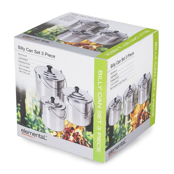 BILLY CAN SET - 3 PIECE - ALUMINIUM – Blue Mountains Camping