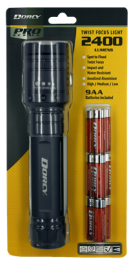 PRO SERIES TORCH - 2400 LUMENS - 9AA - DORCY - TWIST FOCUS – Blue ...
